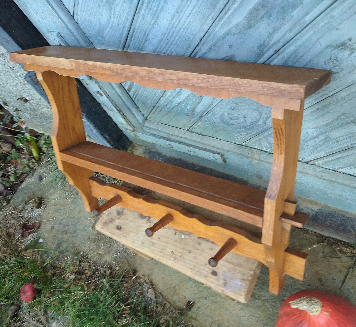 Rustic Wall Rack Wooden Towel Rack Farmhouse Kitchen Wall - Etsy