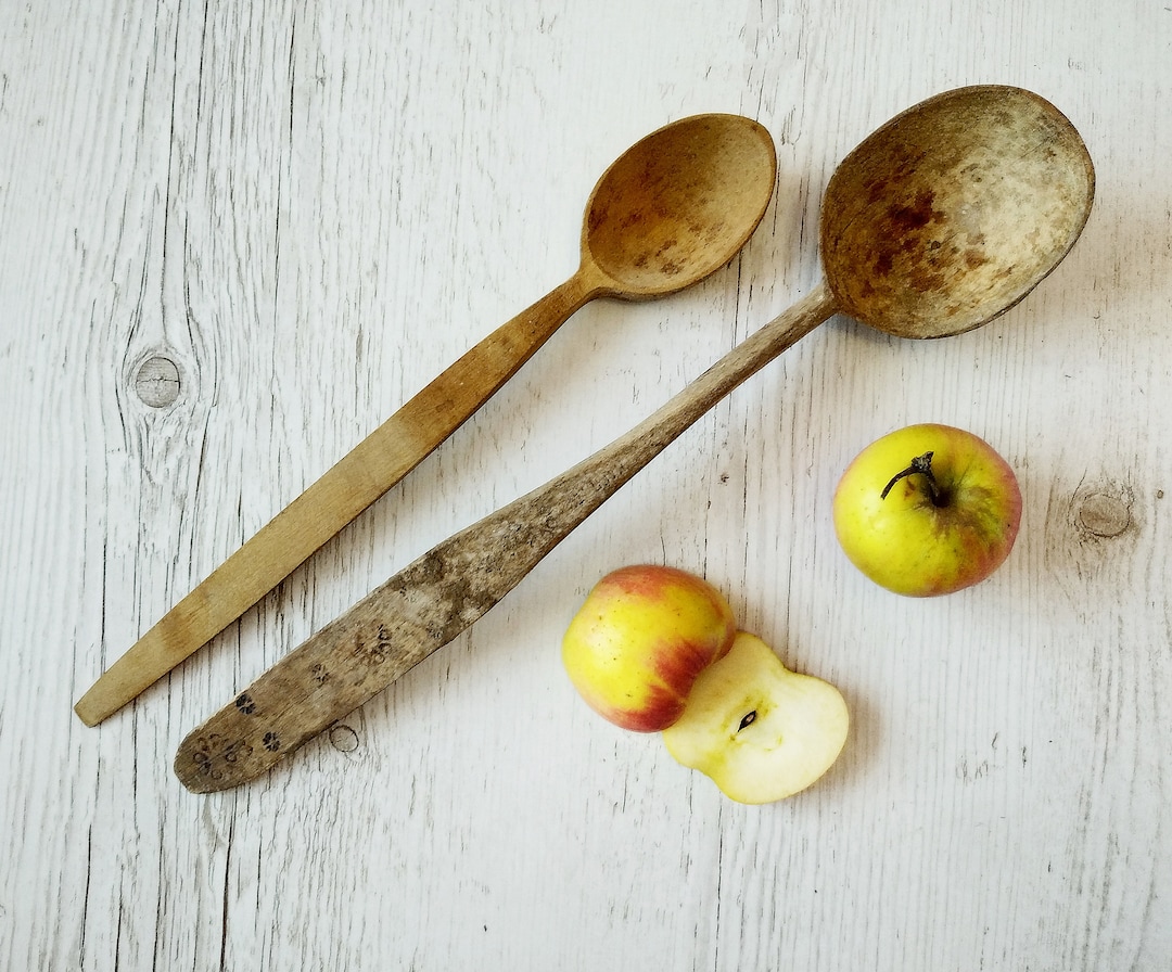 Large Wooden Spoons Set Hand Carved Wood Rustic Kitchen Decor Country ...
