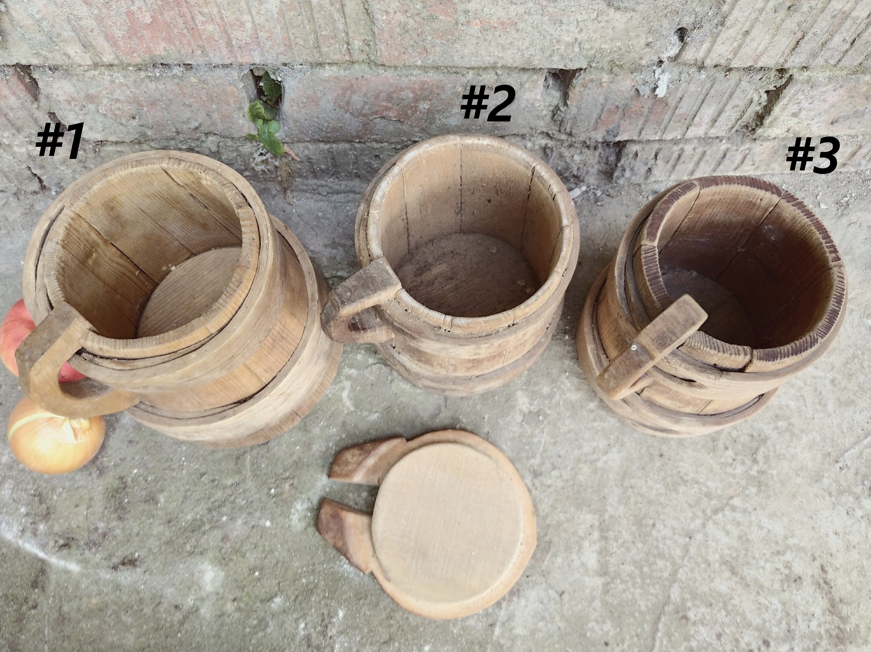 Antique Wooden Mug Primitive Decor Weathered Wood Table Centerpiece ...