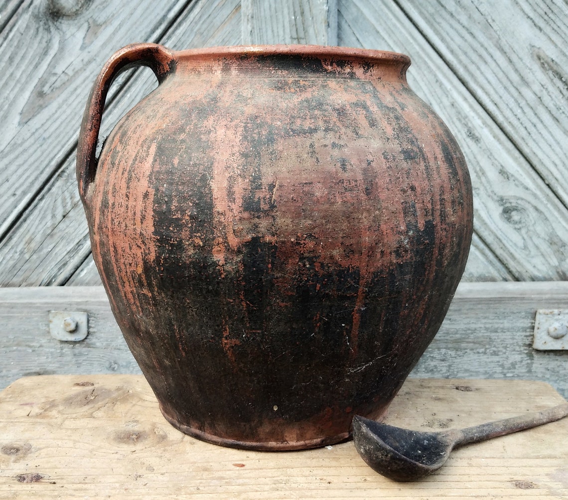Antique Clay Vase Primitive Pot Ceramic Crock Rustic Pottery | Etsy
