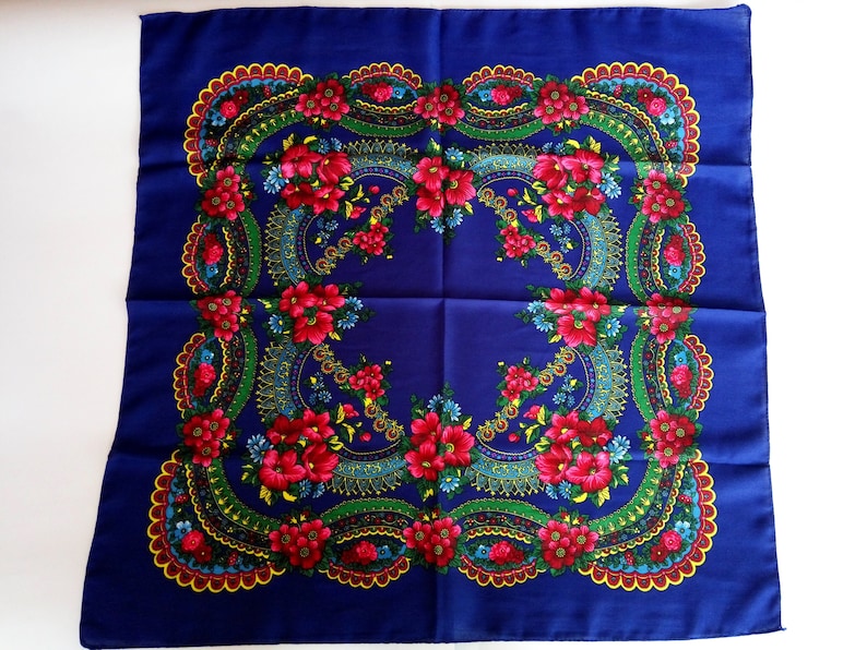 Vintage Russian Shawl Wool Scarf Floral Head Scarf Gift Idea - Etsy