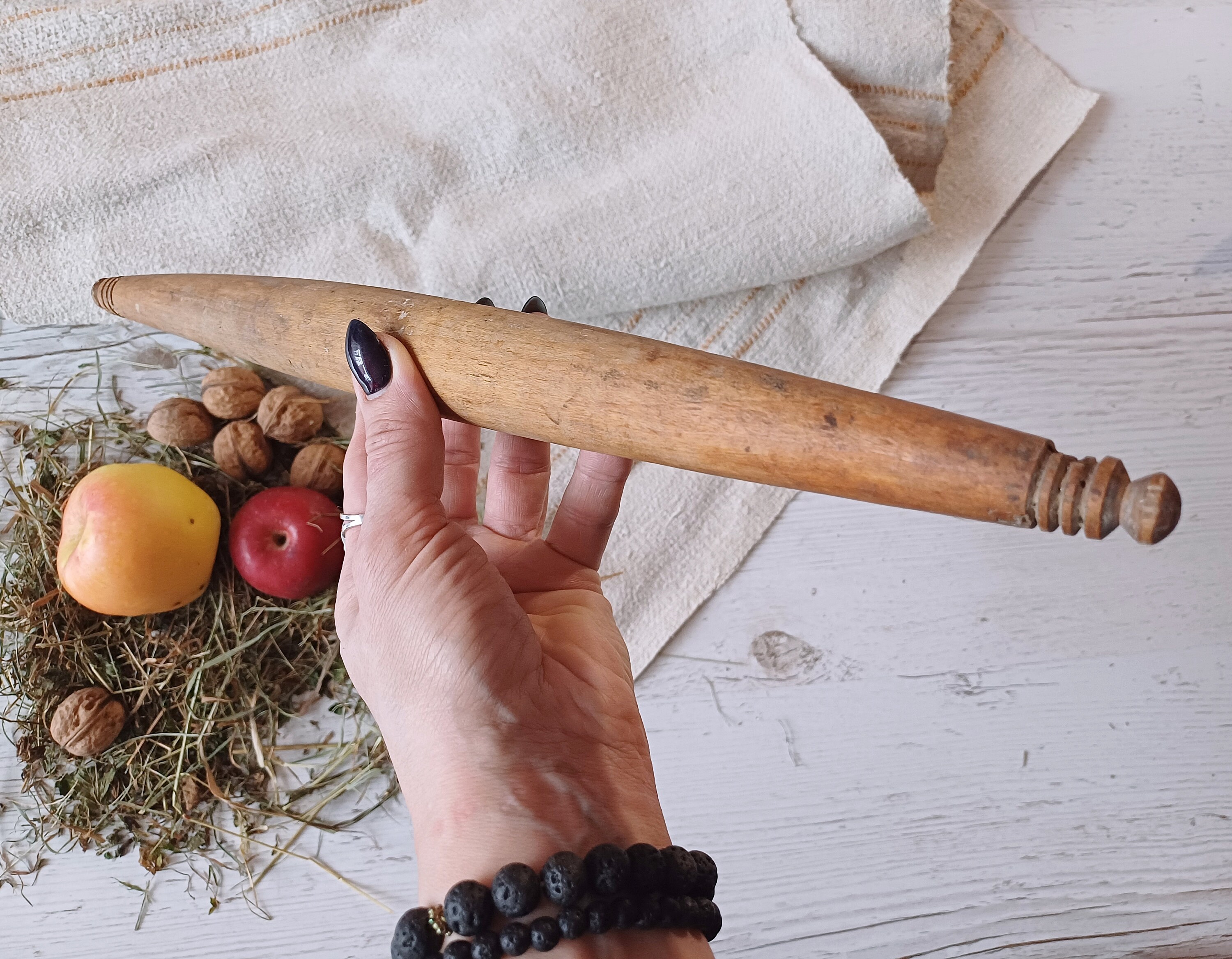 Large Wooden Rolling Pin Primitive Rustic Decor for Country Kitchen ...