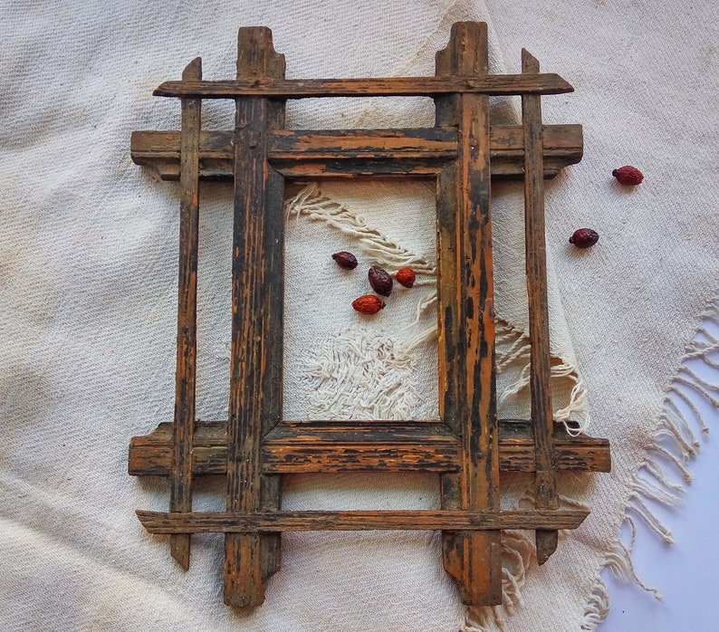 Antique wood frame Primitive photo frames Rustic Hand carved | Etsy