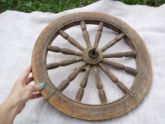Antique Wheel From Spinning Wheel 1900s Eco Friendly Wooden | Etsy