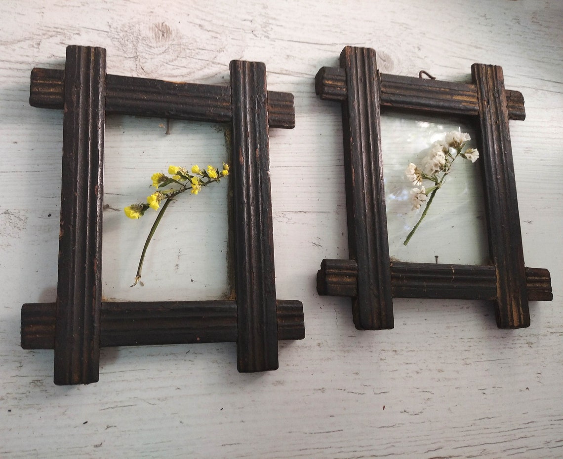 Antique Photo Frames Set of Two Wood Frame Set Large Primitive - Etsy