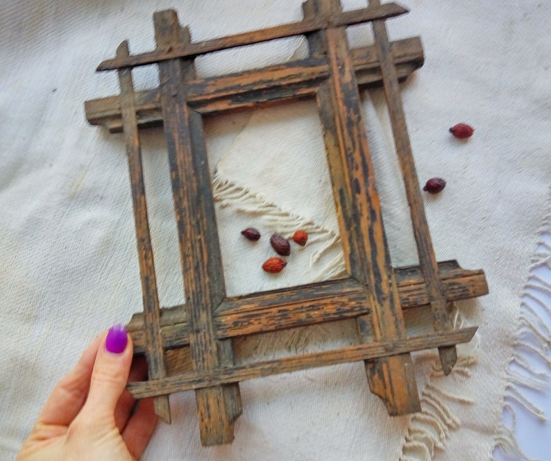 Antique wood frame Primitive photo frames Rustic Hand carved | Etsy