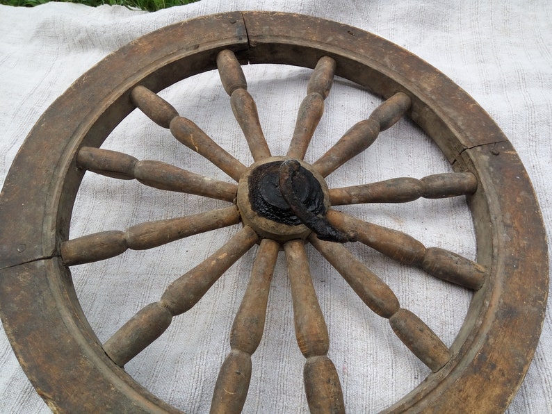 Antique Wheel From Spinning Wheel 1900s Eco Friendly Wooden | Etsy