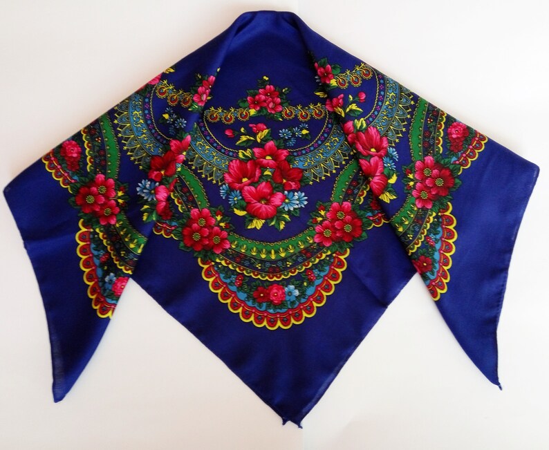 Vintage Russian Shawl Wool Scarf Floral Head Scarf Gift Idea - Etsy