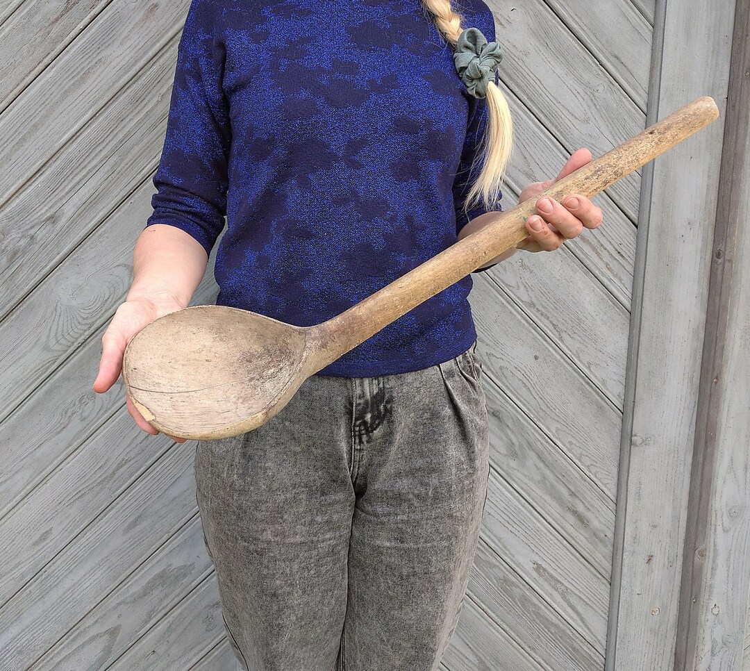 Cucharón de madera Osa grande Decoración antigua de la granja Primitiva ...