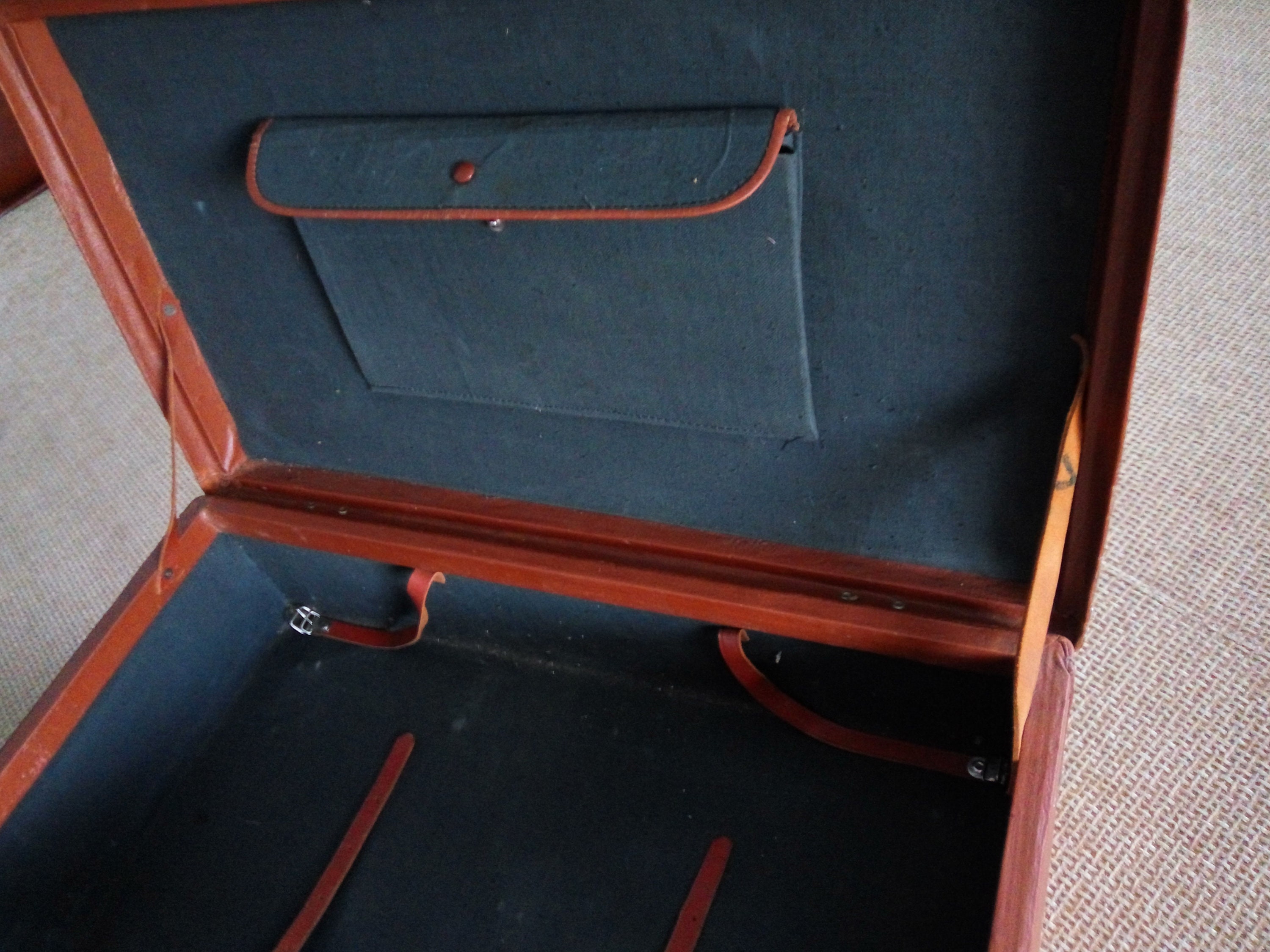 Vintage cardboard suitcase 1950s luggage Brown case Faux | Etsy