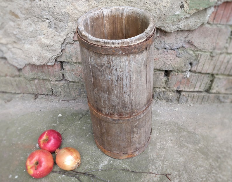 Antique wooden vase Old flower vase Rustic kitchen Large wood | Etsy