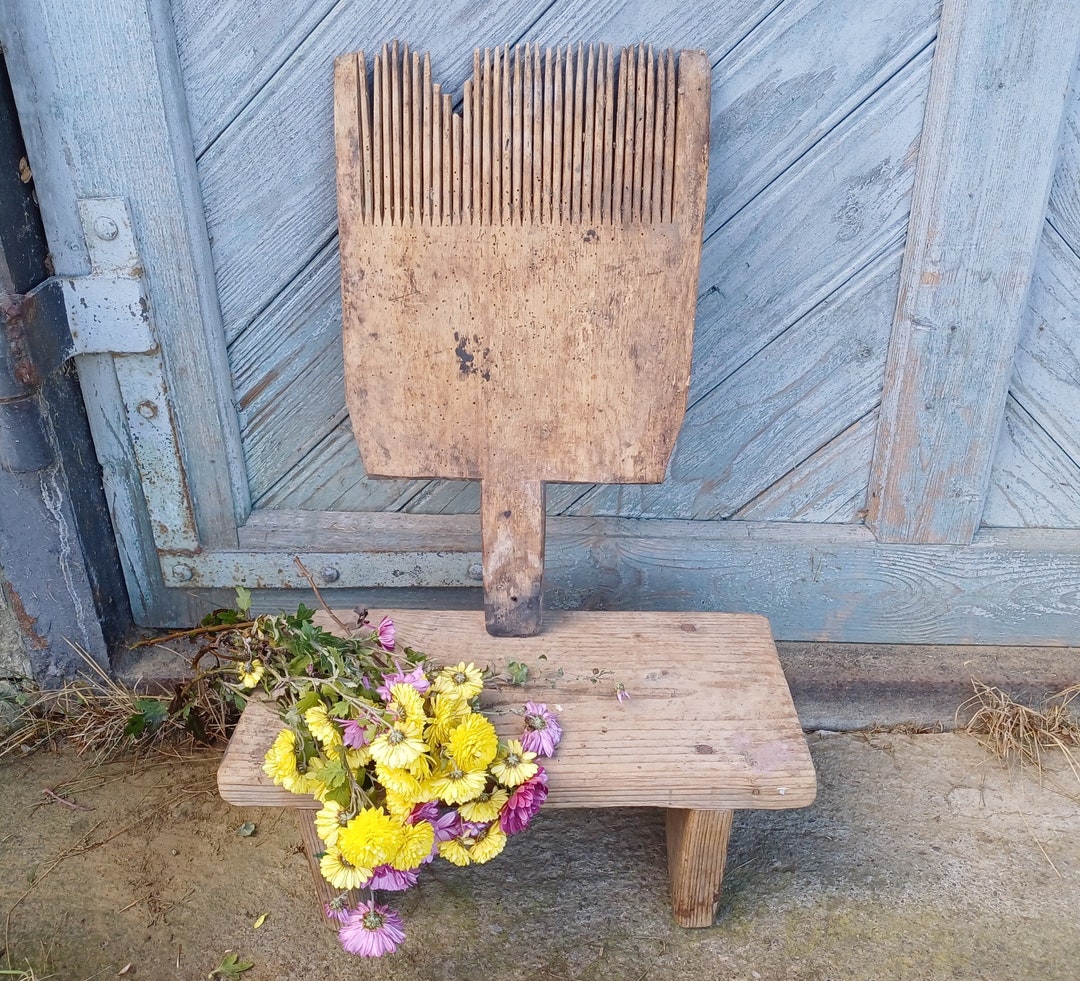 Antique Wooden Comb Primitive Wool Carder Rustic Home Decor Vintage ...