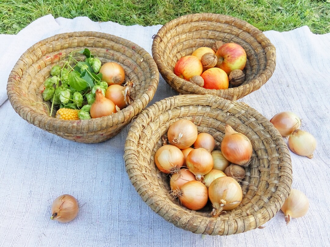 Rustic Bowl Set Antique Wicker Bowl Country Kitchen Primitive Antiques ...