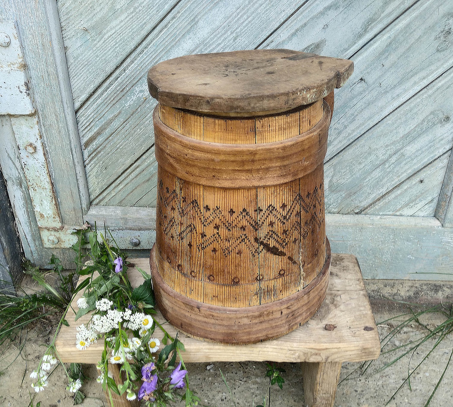 Antique Hamper Primitive Antique Gathering Container 1800s Farmhouse ...