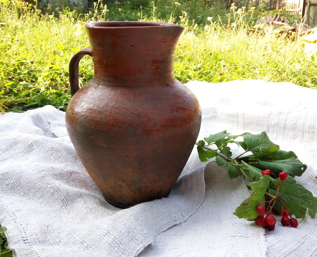 Rustic Potthery Jug Vase for Country Kitchen Primitive Decor - Etsy