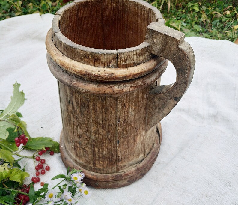 Antique Wood Vase Primitive Wooden Pitcher Rustic Home Decor - Etsy