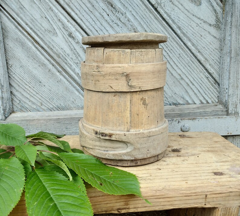 Primitive Antique Wooden Pitcher With a Lid Unique Ancient | Etsy