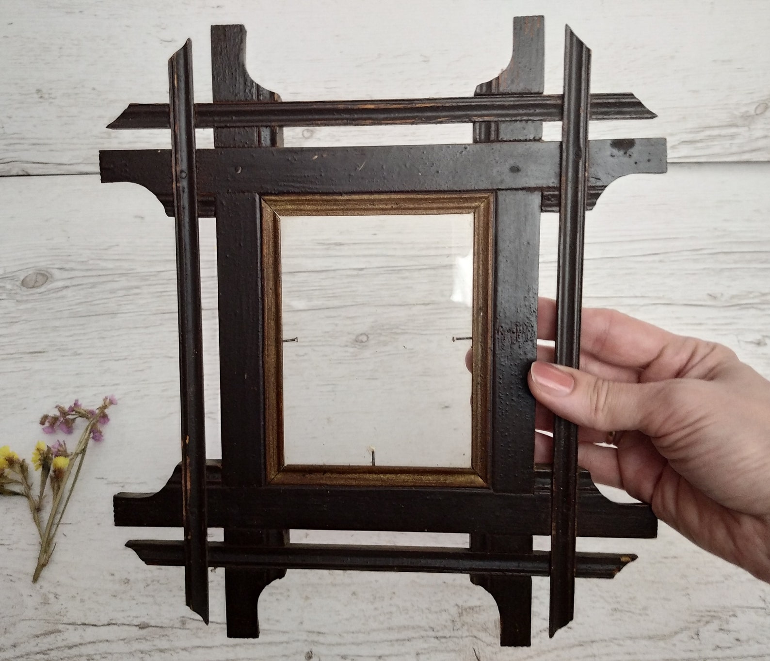 Antique Wood Frame Primitive Photo Frames Rustic Hand Carved | Etsy