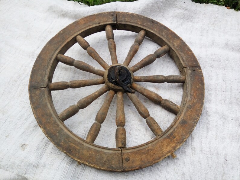 Antique Wheel From Spinning Wheel 1900s Eco Friendly Wooden | Etsy