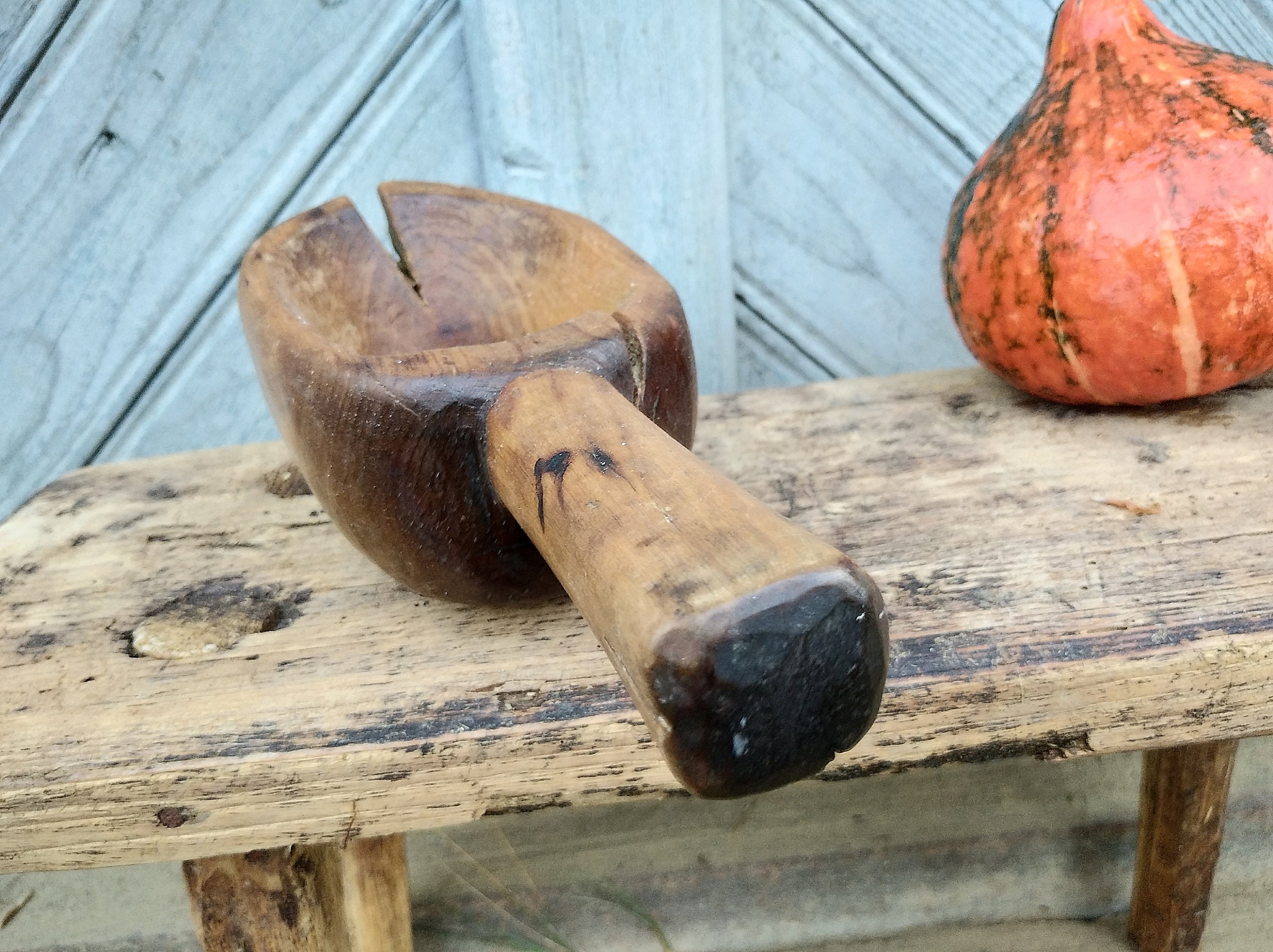 Antique Wooden Mug Primitive Ladle for Drink Country Bowl | Etsy