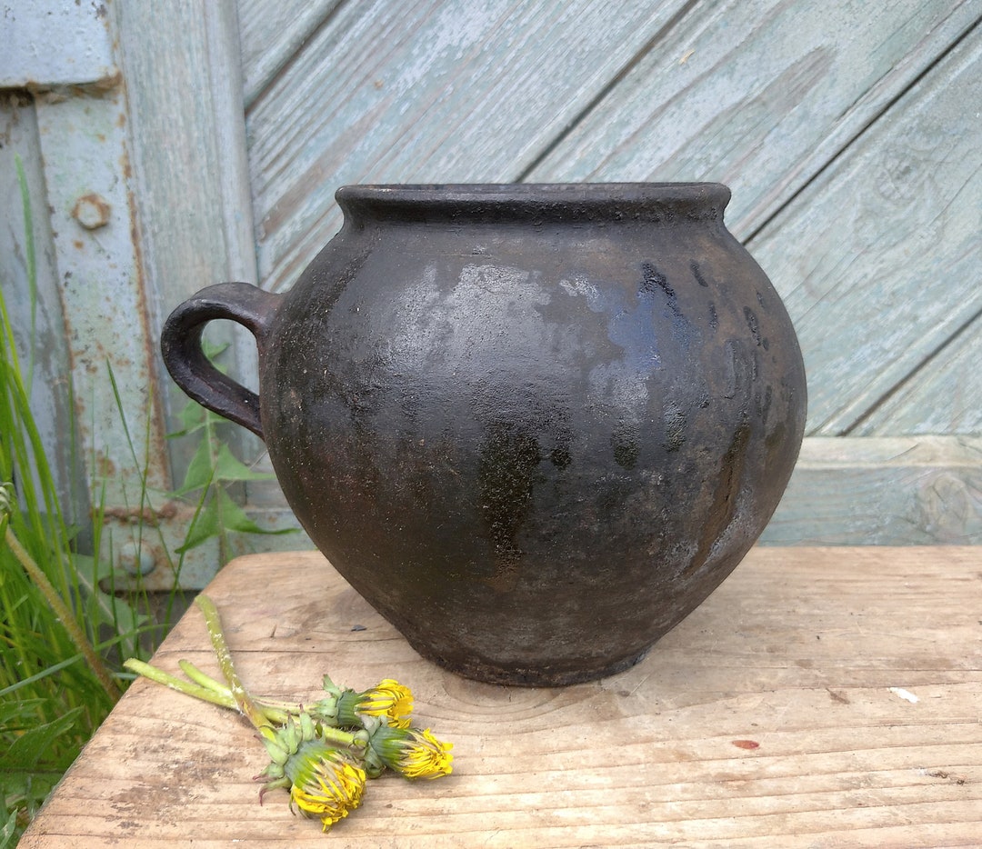 Rustic Pottery Vase Country Ceramic Clay Vase Crock Bud Vase Farmhouse ...