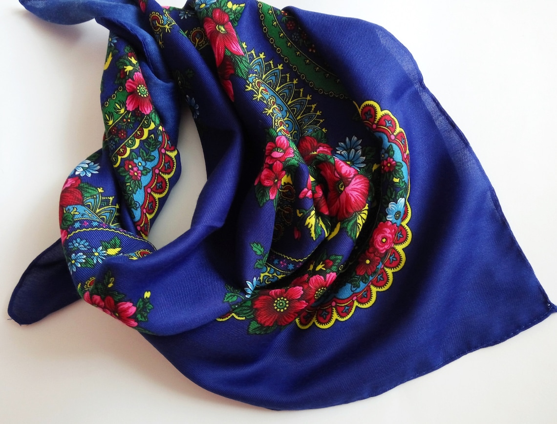Vintage Russian Shawl Wool Scarf Floral Head Scarf Gift Idea - Etsy