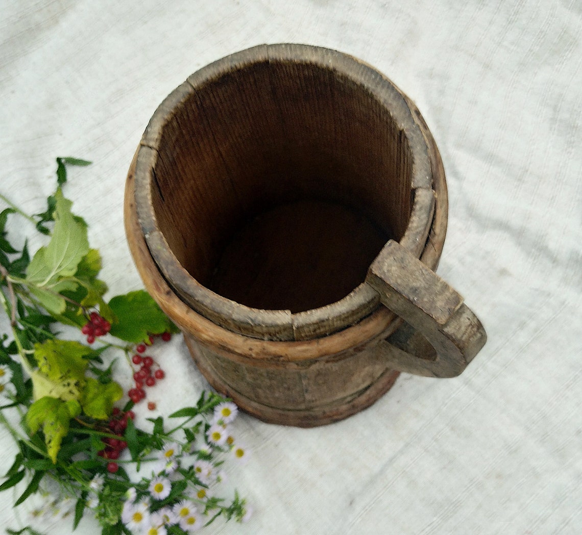 Antique Wood Vase Primitive Wooden Pitcher Rustic Home Decor - Etsy