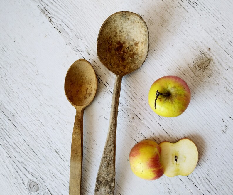 Large Wooden Spoons Set Hand Carved Wood Rustic Kitchen Decor Country ...