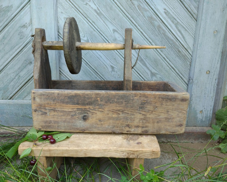 Primitive Antique Spinning Wheel Rustic Home Decor Old Wooden | Etsy