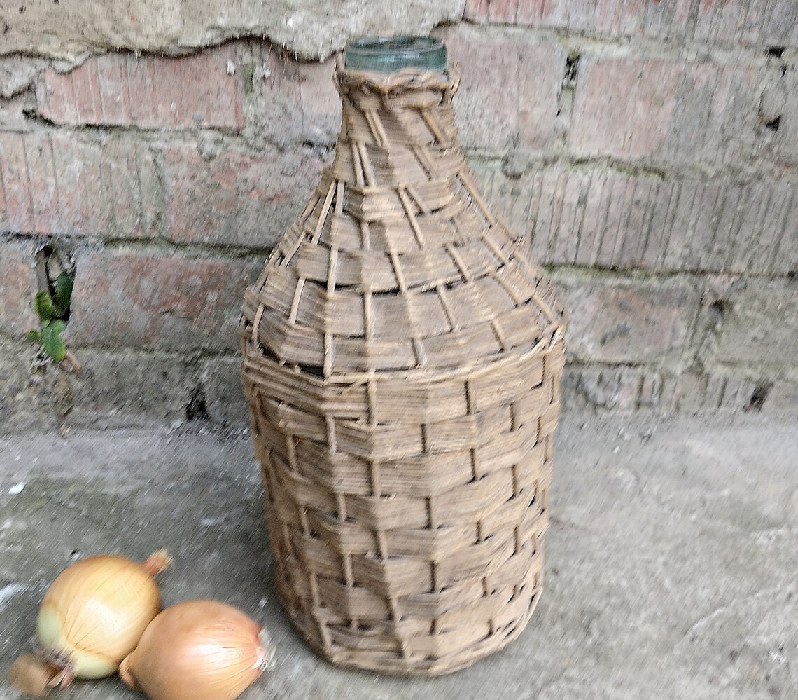 Demijohn antique Large wicker bottle Wedding decorative bottle | Etsy