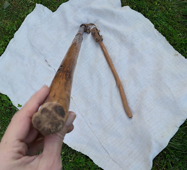 Primitive Wooden Flail Antique Agriculture Tool Farmhouse Wall Hanging ...