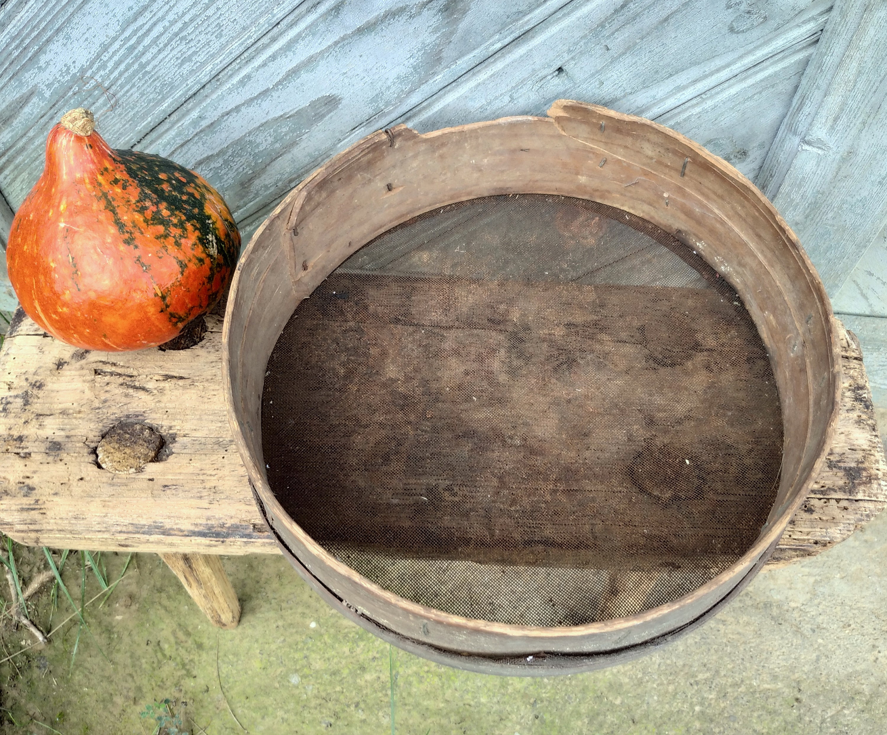 Wooden sieve basket Large primitive antique sifter 13 | Etsy