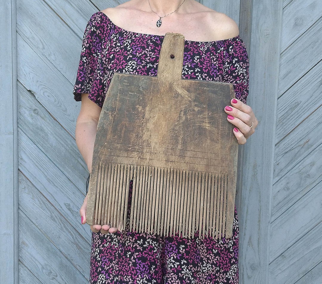 Antique Wooden Comb Primitive Wool Carder Rustic Home Decor Vintage ...