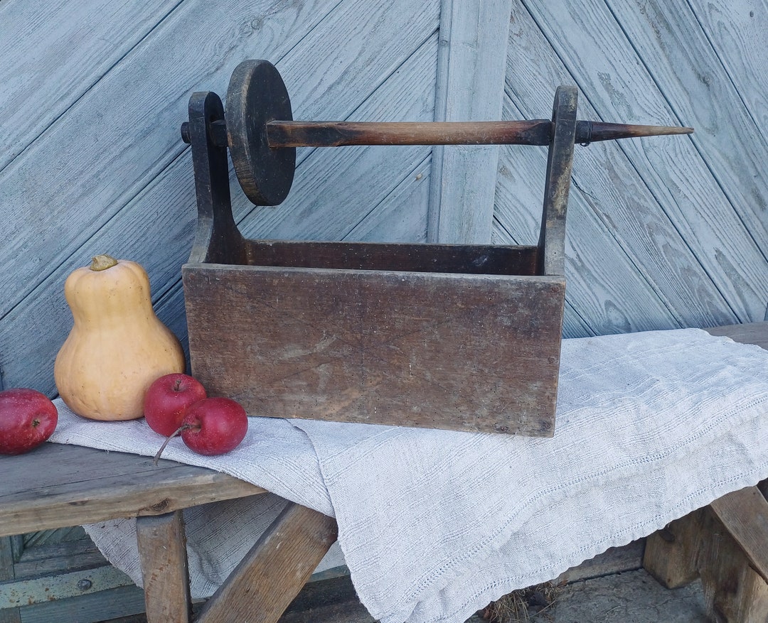 Antique Spinning Wheel Primitive Antique Wooden Tool Rustic Home ...