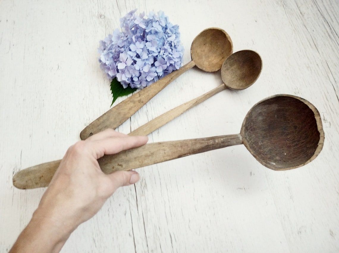 Large wooden spoons Hand carved wood rustic kitchen decor | Etsy