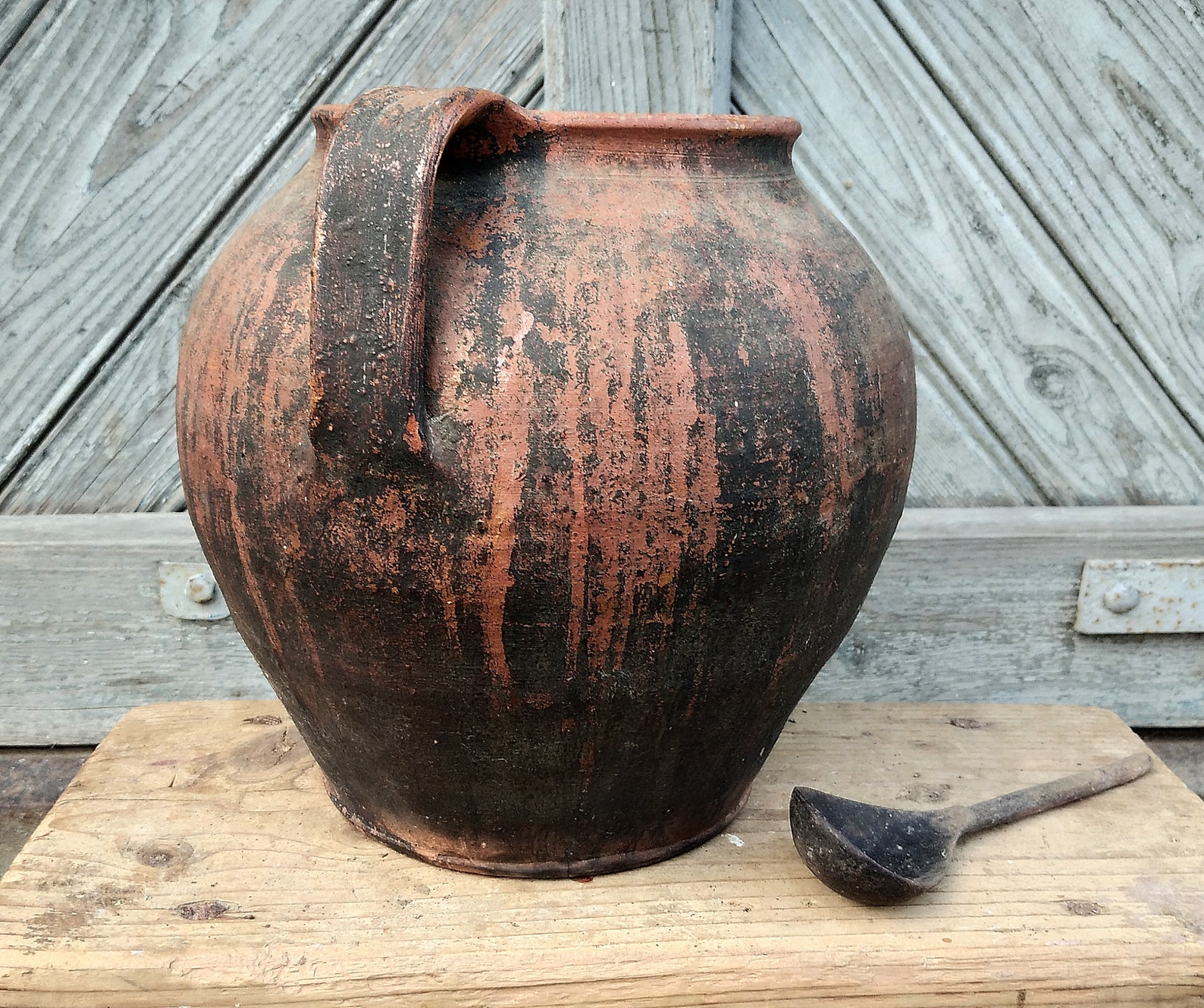 Antique Clay Vase Primitive Pot Ceramic Crock Rustic Pottery Vase Clay ...