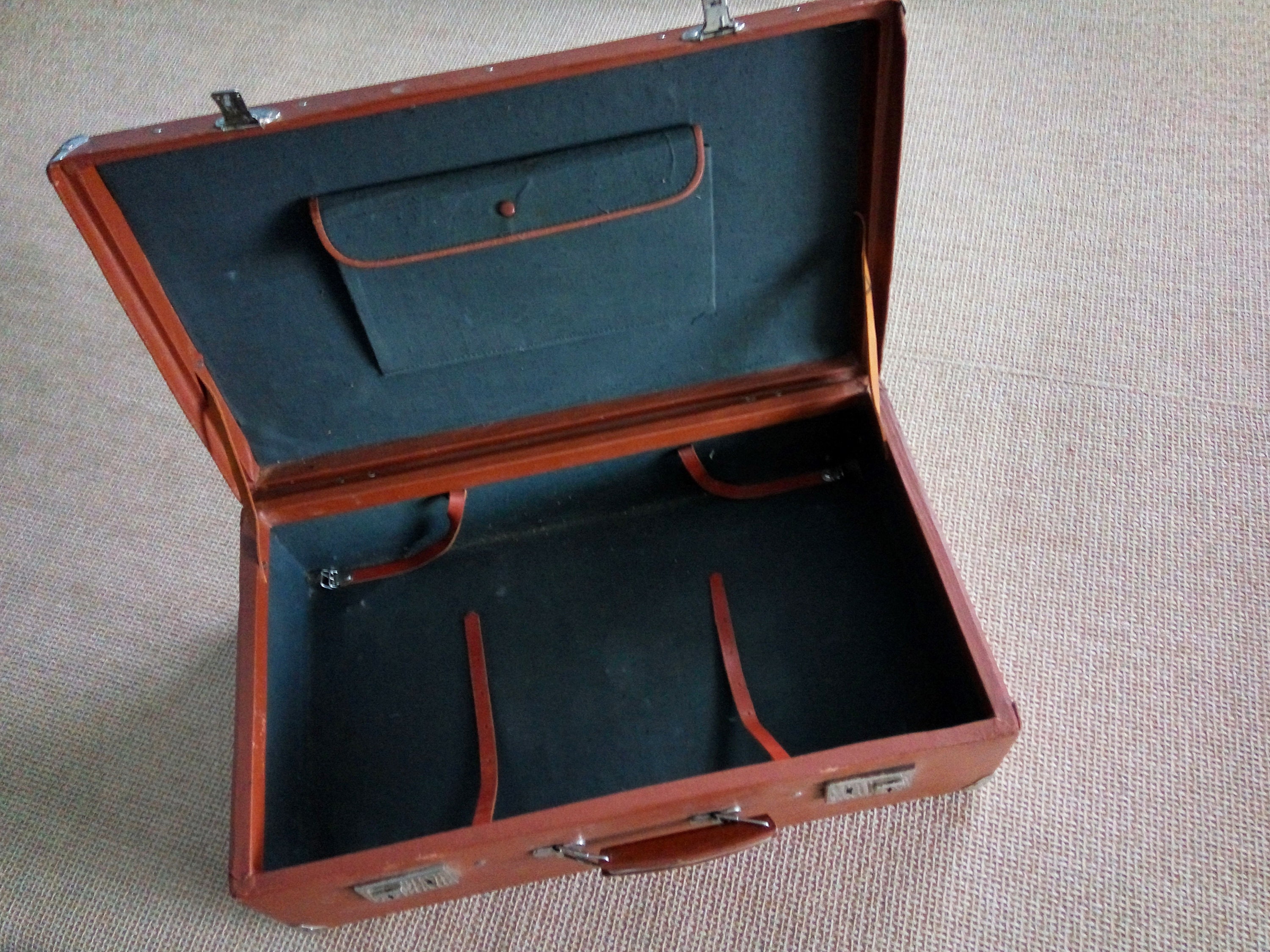 Vintage cardboard suitcase 1950s luggage Brown case Faux | Etsy