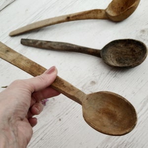 Large antique wooden spoon Set of 3 Country kitchen decor | Etsy