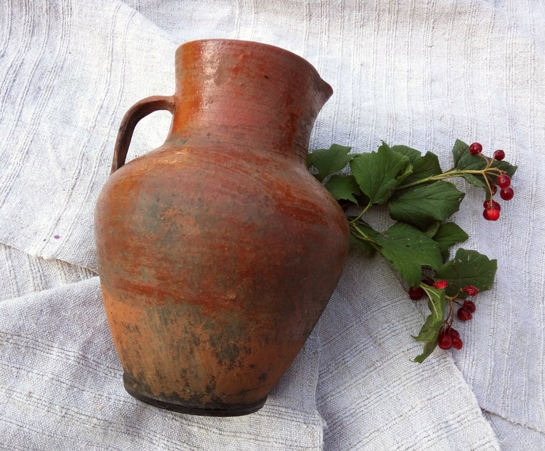 Rustic Potthery Jug Vase for Country Kitchen Primitive Decor - Etsy