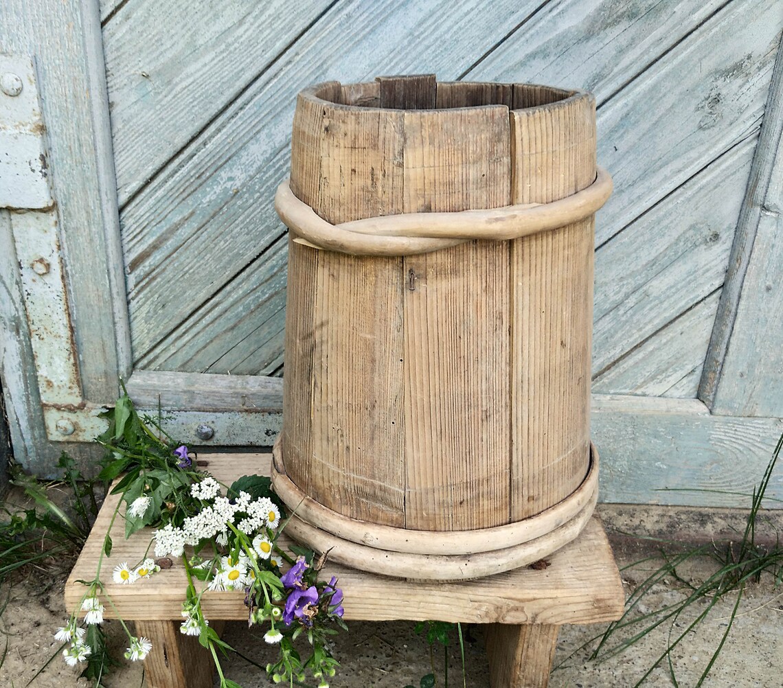 Large Wooden Vase Primitive Antique Vase Rustic Home Decor - Etsy