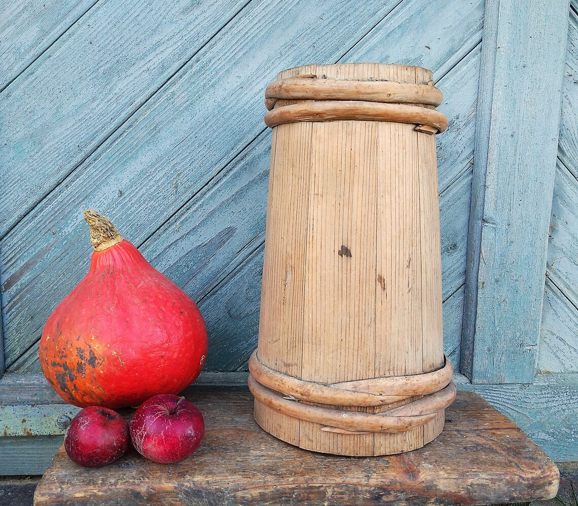 Primitive Antique Tall Vase Rustic Wooden Vase Farmhouse - Etsy