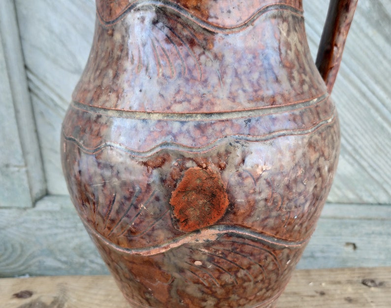 Antique Ceramic Vase Rustic Handpainted Clay Jug Farmhouse | Etsy