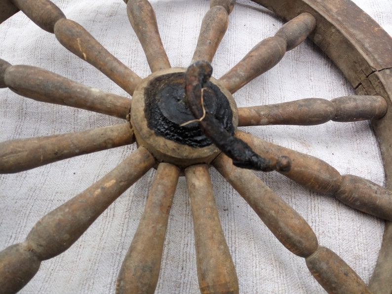 Antique Wheel From Spinning Wheel 1900s Eco Friendly Wooden | Etsy