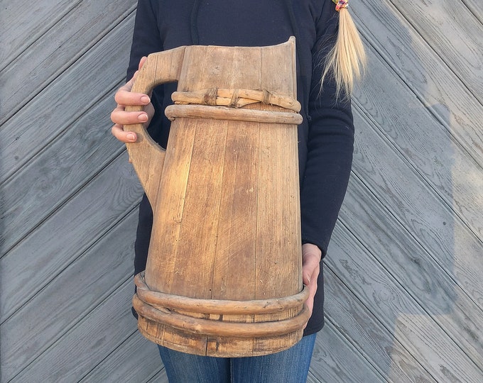 Antique Wood Vase Primitive Wooden Pitcher Rustic Home Decor - Etsy