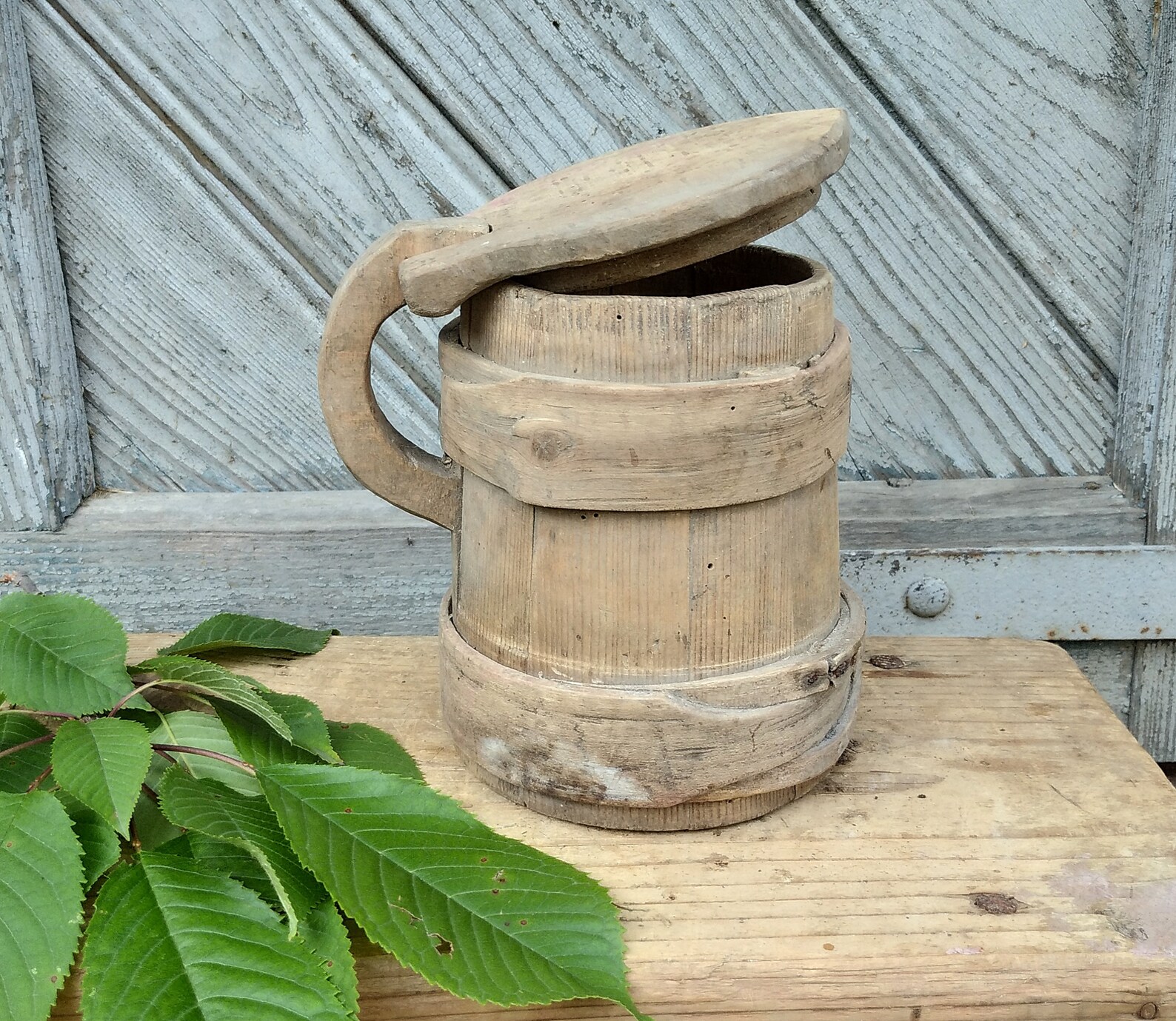 Primitive Antique Wooden Pitcher With a Lid Unique Ancient | Etsy