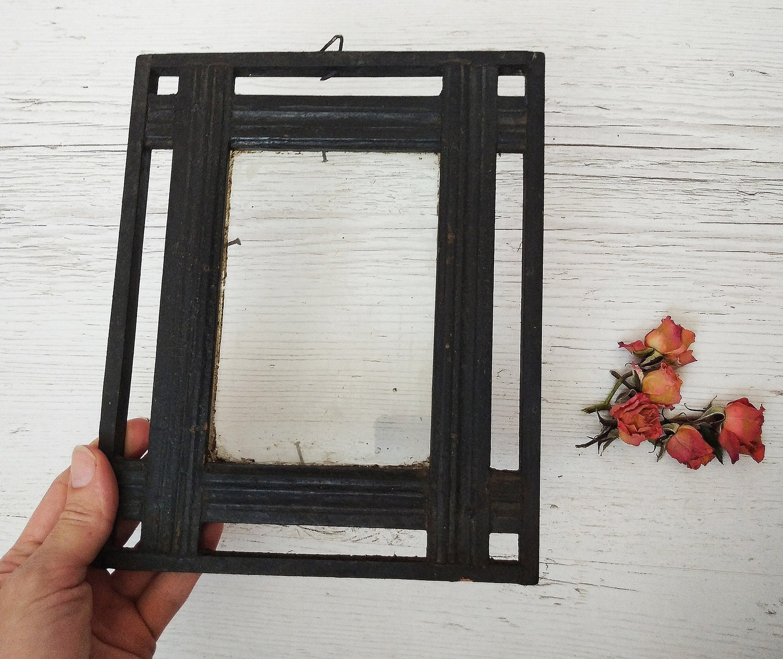 Antique Wood Frame Primitive Photo Frames Rustic Hand Carved Country ...