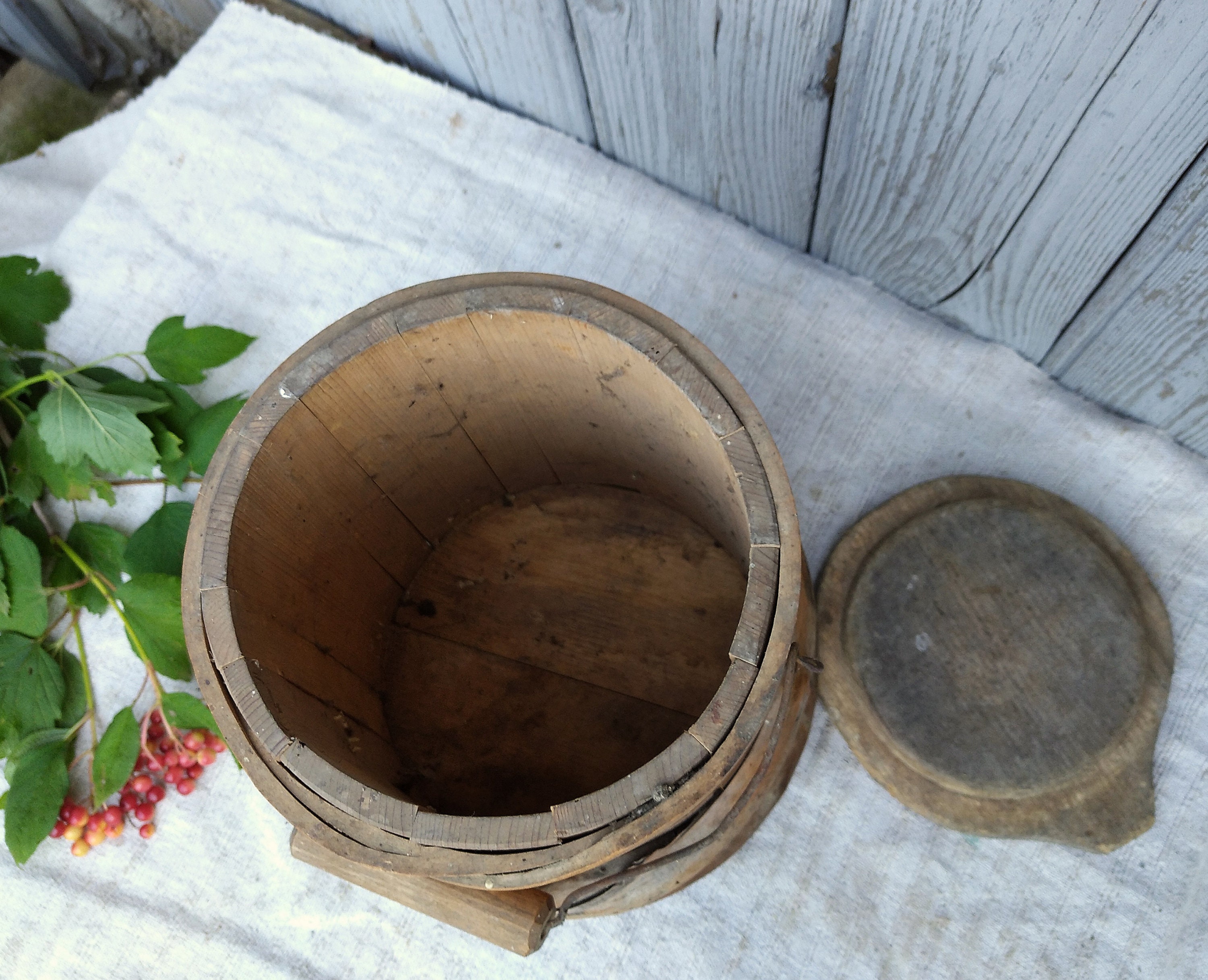 Wooden Box Large Antique Wood Box Unique Rims Old Hamper | Etsy