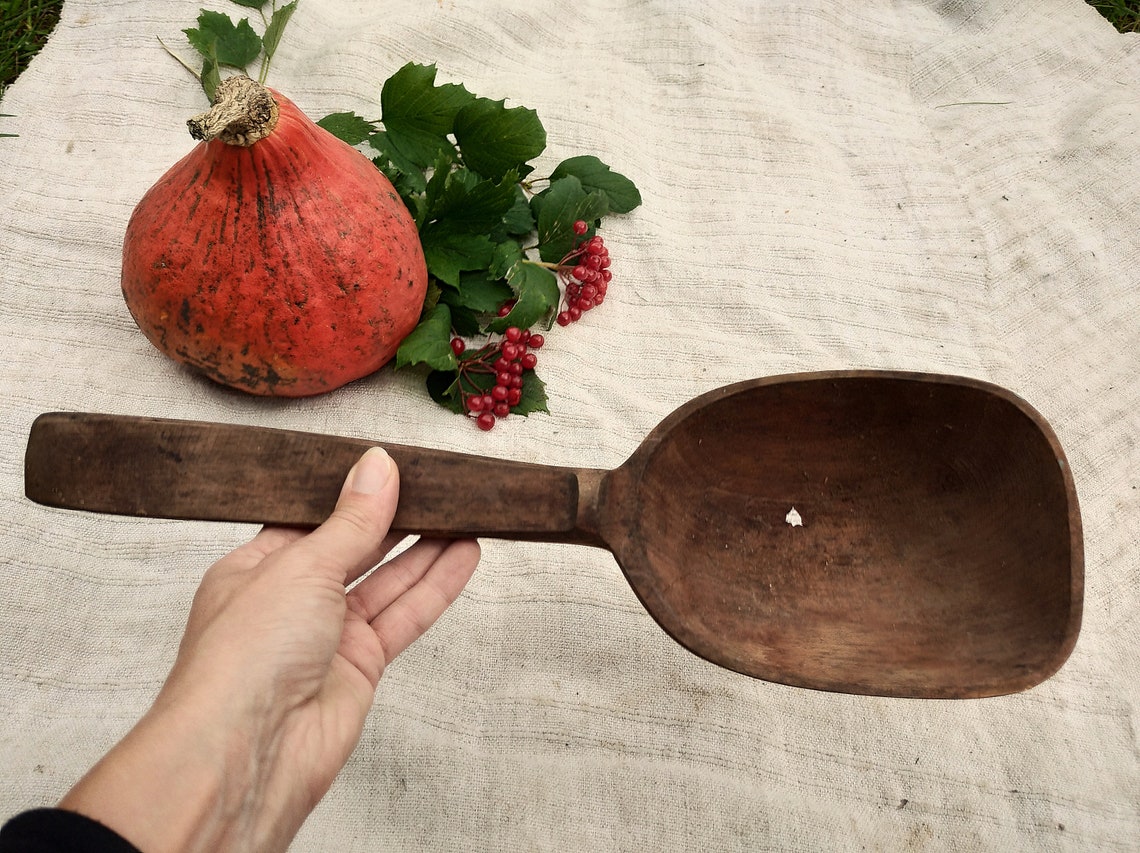 Oversized Antique Dipper Wooden Ladle XXL Spoon With Long | Etsy