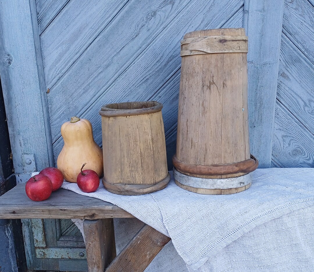 Primitive Antique Country Decor Tall Wooden Vase Large Butter Churn ...