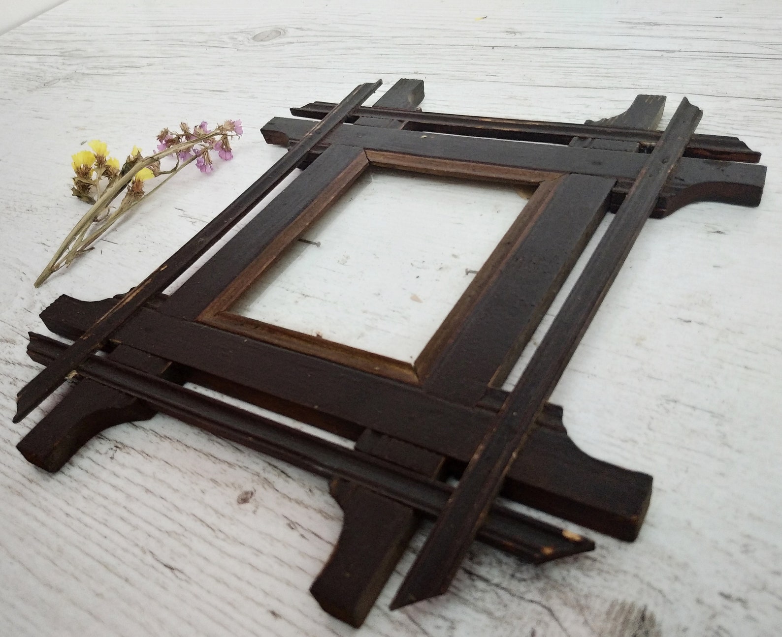 Antique Wood Frame Primitive Photo Frames Rustic Hand Carved | Etsy